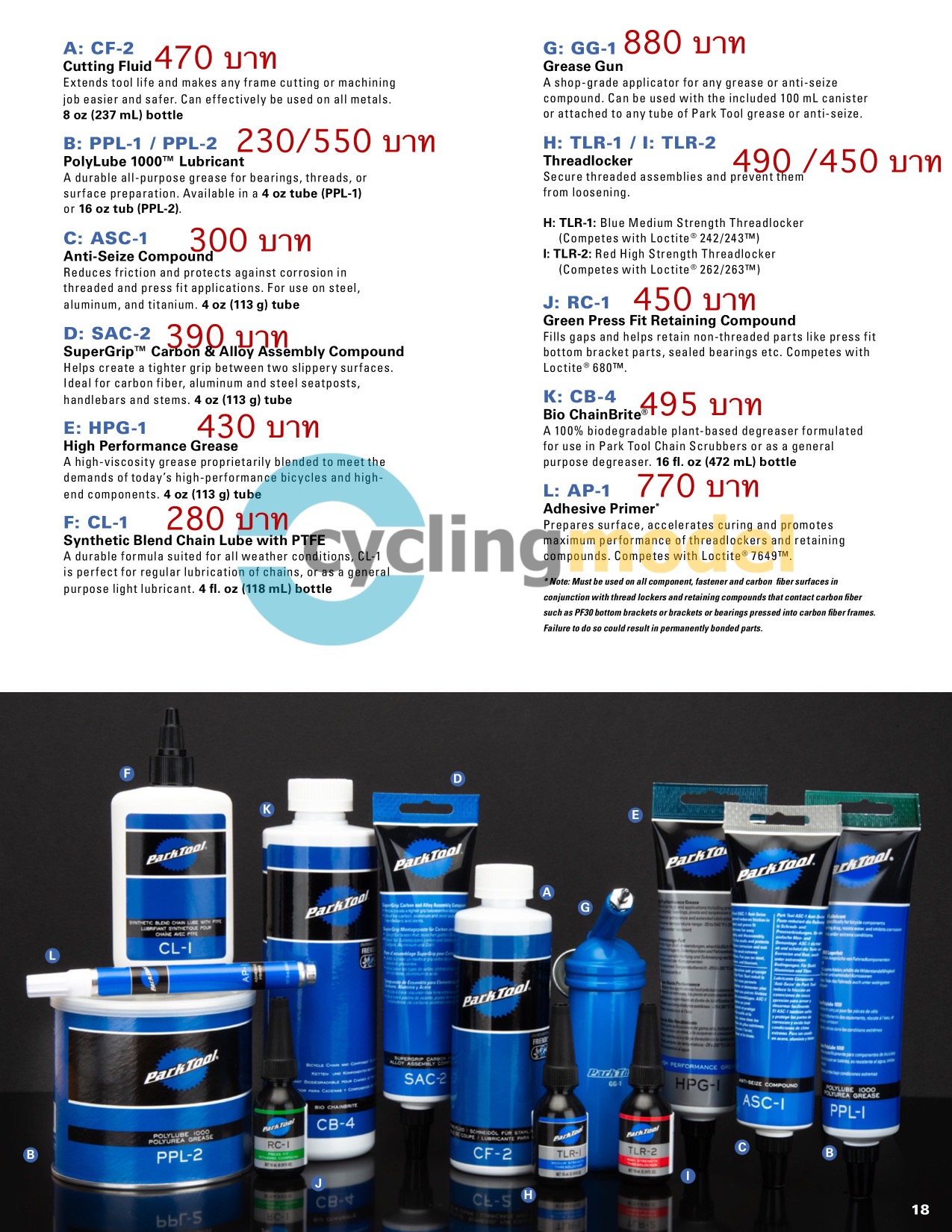 แคตตาล็อค สินค้า Parktool โดย Cycling Model