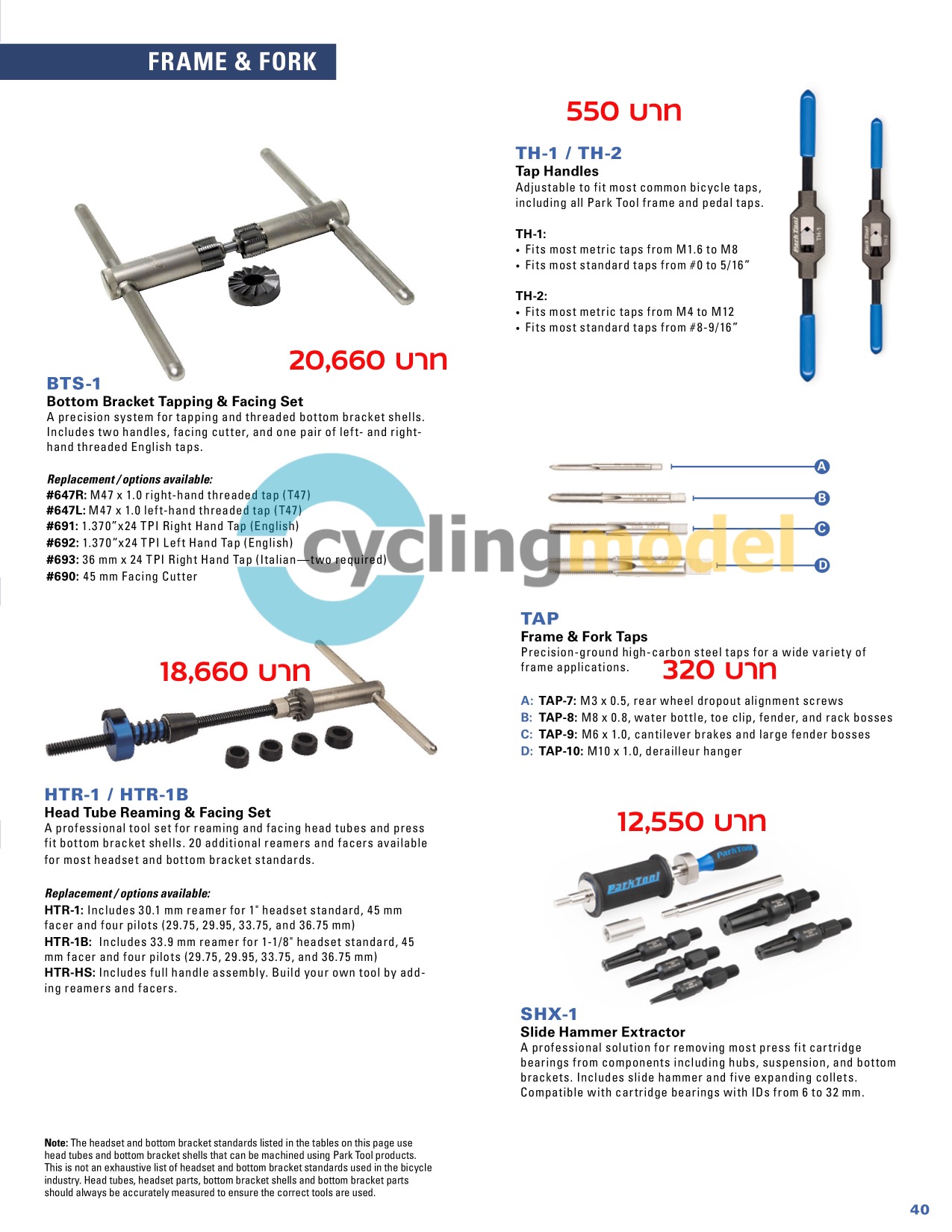 แคตตาล็อค สินค้า Parktool โดย Cycling Model
